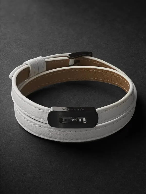 Messika Dlc-coated Titanium And Leather Bracelet