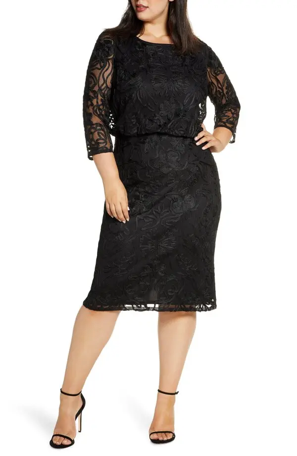 soutache embroidered blouson dress Annabella Soutache Floral Embroidered Midi Dress main image 1