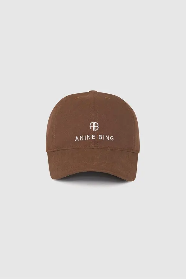 ANINE BING Jeremy Baseball Cap Framed Monogram - Dark Camel