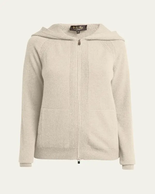 Loro Piana Merano Cashmere Zip-front Hoodie - Natural Melange
