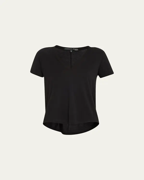 Veronica Beard Cindy Pima Cotton Tee - Black