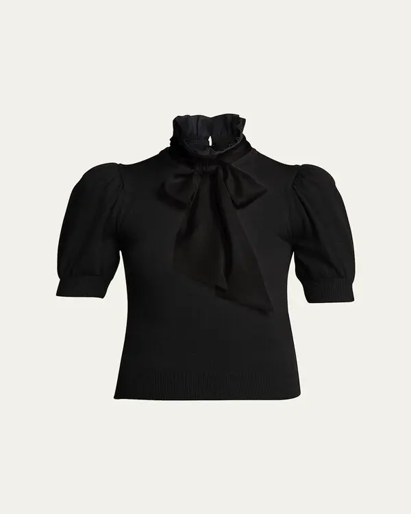 Alice + Olivia Chase Ruffle-neck Sweater - Black