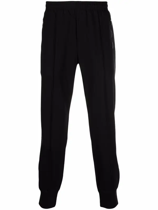 Emporio Armani Solid-colour Slim-fit Track Pants - Black
