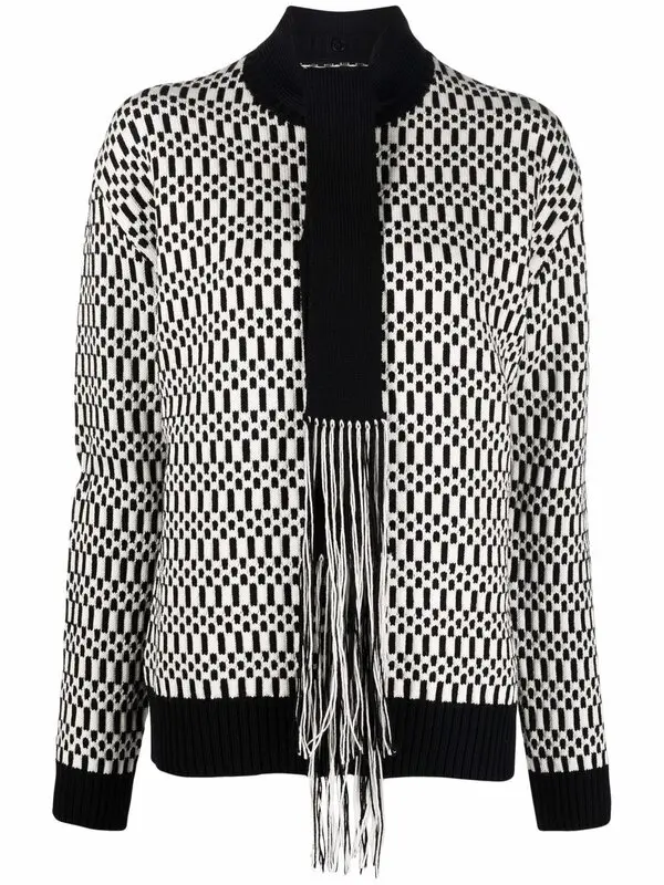 JIL SANDER Scarf-detail Patterned Jumper - White
