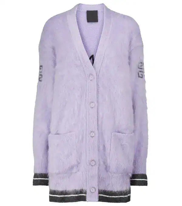Givenchy Mohair-Blend Cardigan - Purple | Editorialist