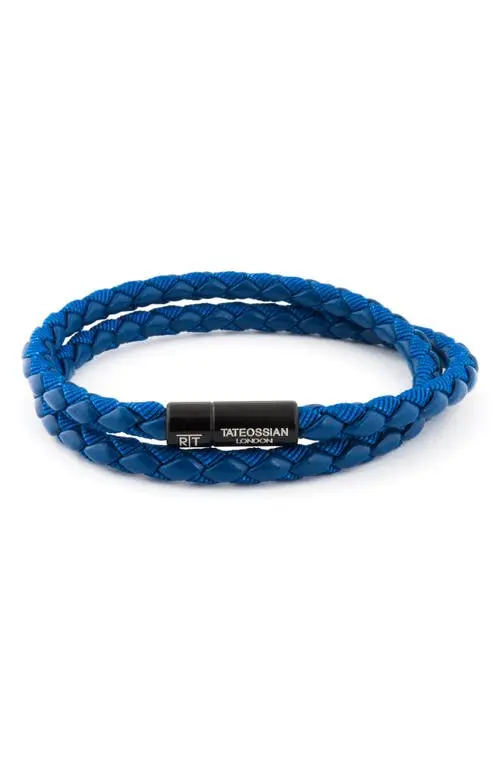 Tateossian Chelsea Braided Leather Wrap Bracelet - Blue