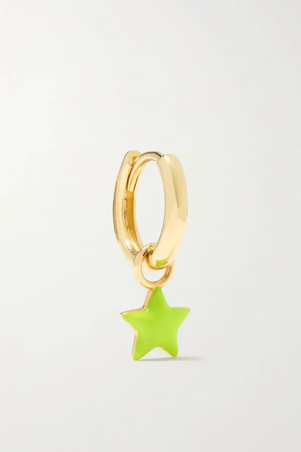 Alison Lou Tiny Star Huggy 14-karat And Enamel Single Hoop Earring