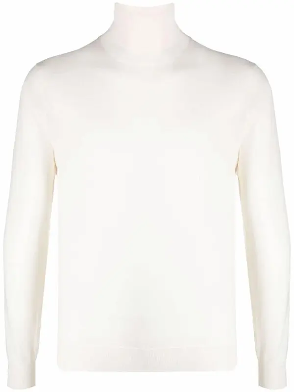 DELL'OGLIO Roll-neck Merino Jumper - White