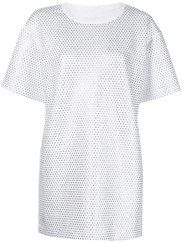 Cynthia Rowley Rhinestoned-Embellished T-Shirt Dress White