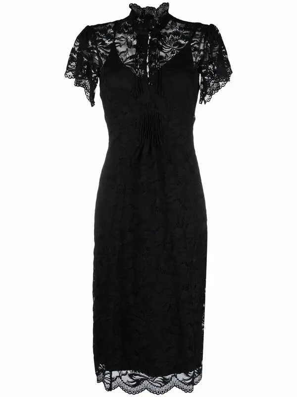 Rabanne Short-Sleeved Lace Dress In Black - 20% Off | Editorialist