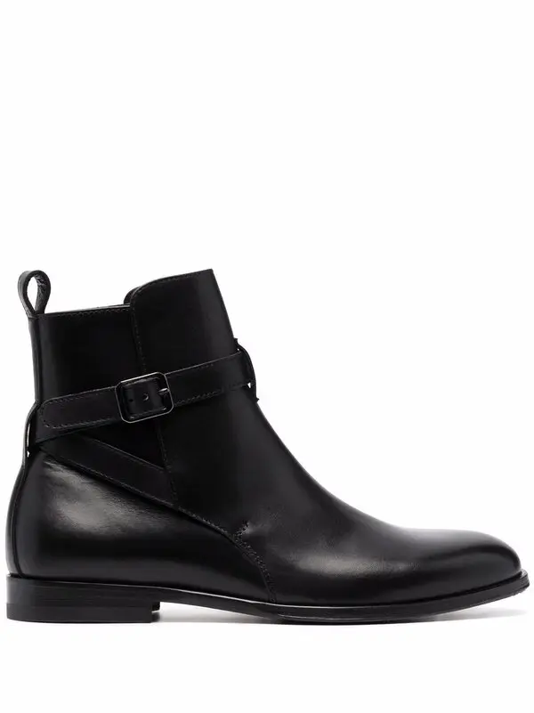 SCAROSSO Lara Buckled Ankle Boots - Black