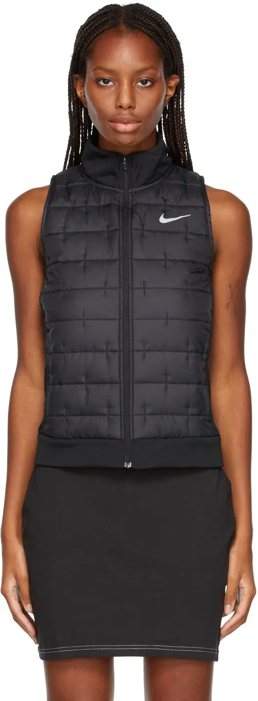 Buy Nike Black Therma-fit Running Vest - Black/reflective Sil At 36% ...
