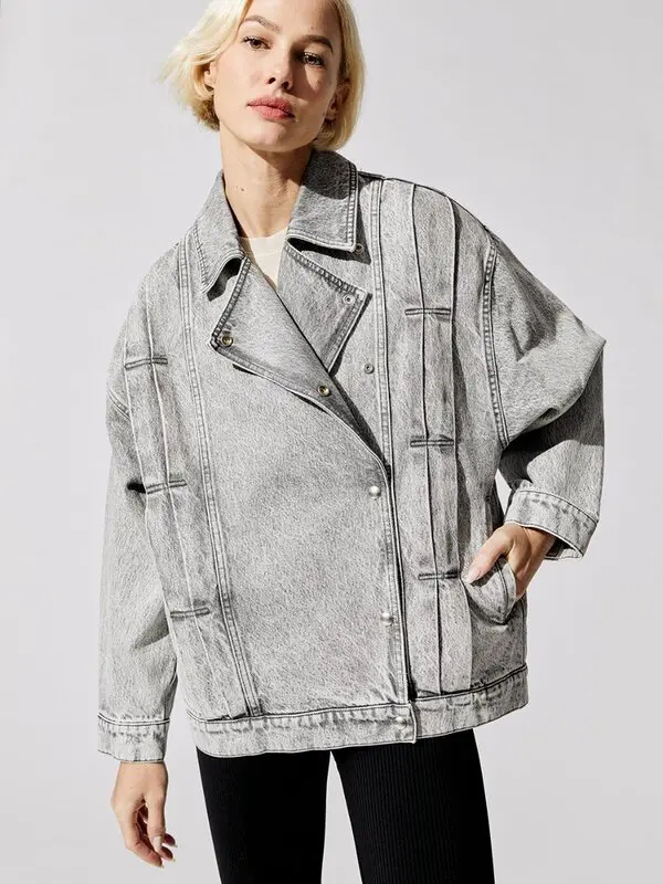 Iro Paris Noumi Oversized Denim Jacket In Smoke Grey 50% Off