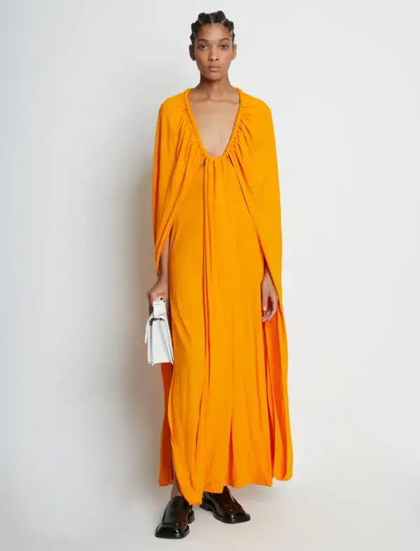 Proenza Schouler Matte Jersey Cape Dress /Orange 6 In Saffron/Orange - 75%  Off | Editorialist