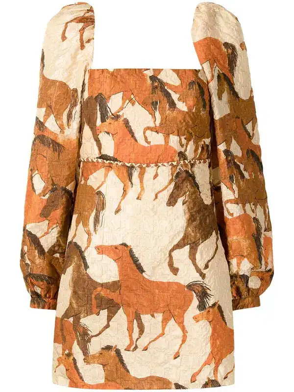 orange horse dress Horse Flower Fair on Ochre Sleeveless Shirt Dress  Espoir Equestrian