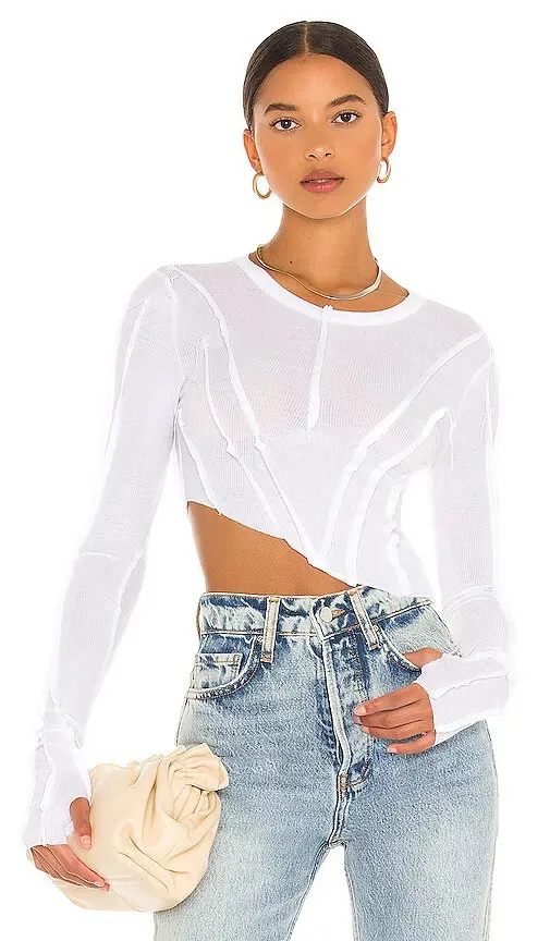 SAMI MIRO VINTAGE Asymmetric Baby Rib Tee - White