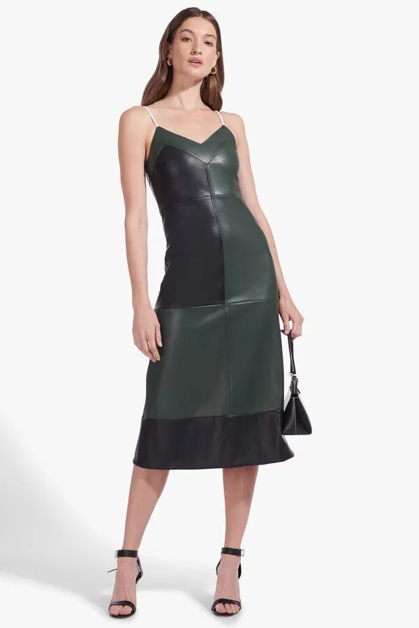 Staud Ladders Dress | Cypress Vegan Leather - Black | Editorialist