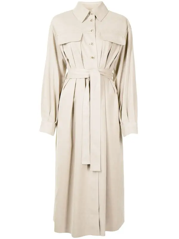 Goen.j Faux-suede Belted Midi Dress
