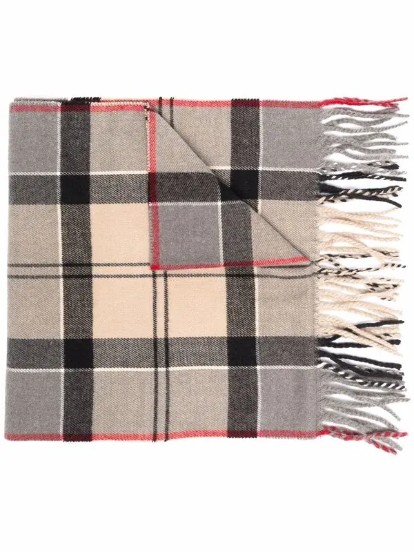 Barbour Plaid-check Fringed Scarf - Neutrals