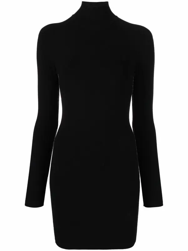 Alexander Wang Intarsia-knit Logo Long-sleeve Dress