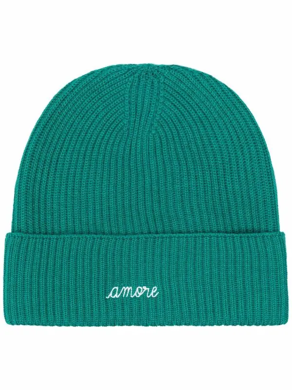 Maison Labiche Amore Embroidered Ribbed-knit Beanie
