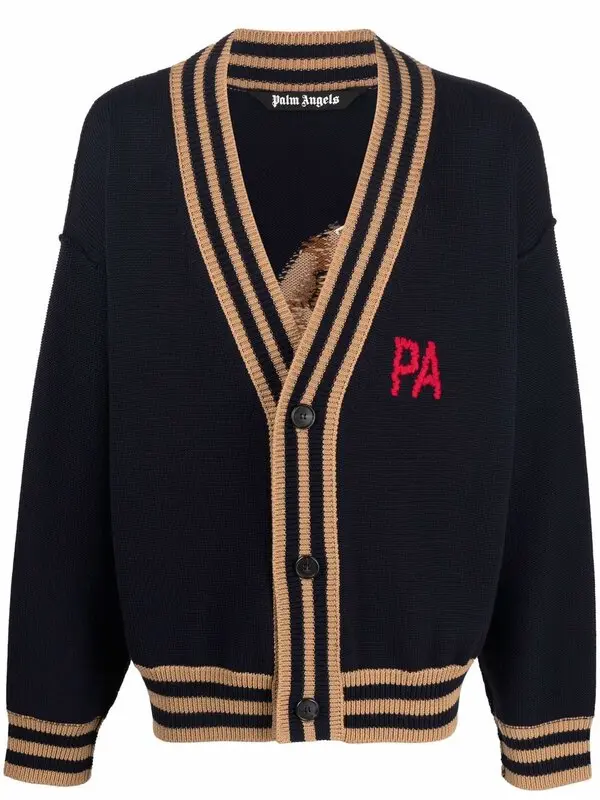 Palm Angels Bear Motif Cardigan - Blue
