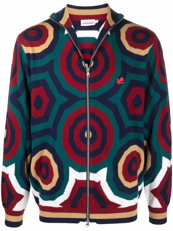 Charles Jeffrey Loverboy Geometric-Pattern Track Jacket In Blue