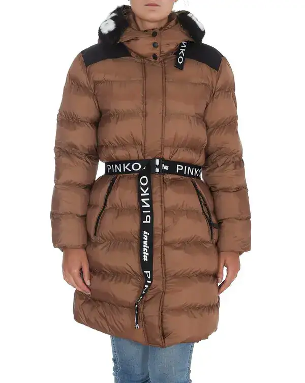 Pinko X Invicta Down Jacket Marrone Borraccia Editorialist