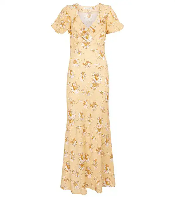 rodarte floral ruffled silk maxi dress Rodarte