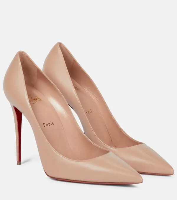 CHRISTIAN LOUBOUTIN Kate 100 Leather Pumps - Beige