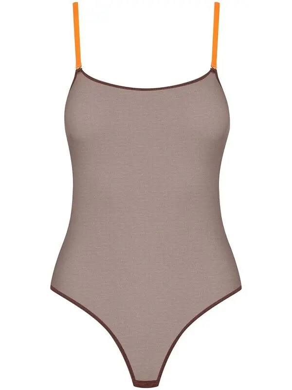 MAISON CLOSE Contrast-strap Mesh Bodysuit