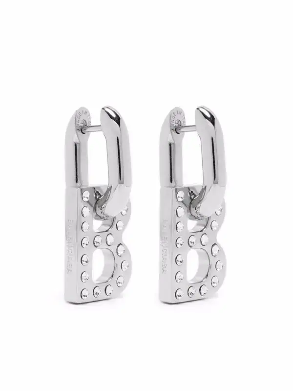 Balenciaga B Chain Xs Earrings In Silver - 10% Off | Editorialist