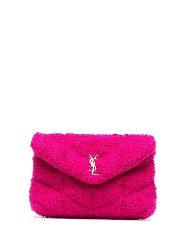 Saint Laurent Puffer Clutch Bag Pink Editorialist
