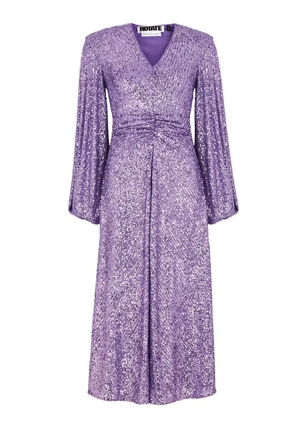 Remain Birger Christensen Sirin Sequin Midi Dress In Purple - 40% Off |  Editorialist