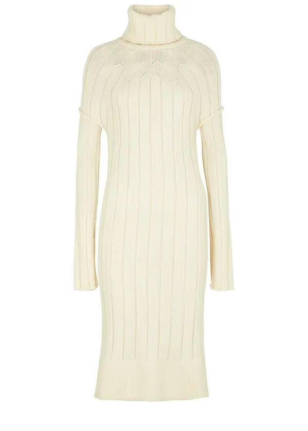 sportmax knit dress Calca Off-White Ribbed-Knit Midi In Off White - 41% Off August2023