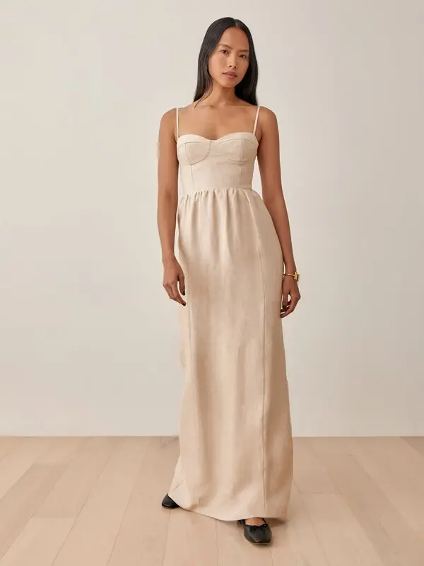 Reformation Effie Linen Dress - Oatmeal | Editorialist