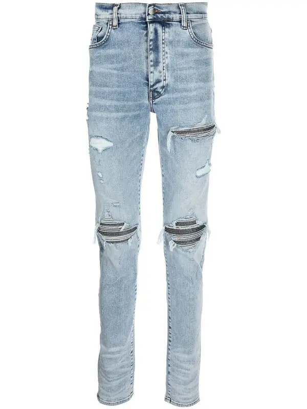 Amiri Ripped-Finish Skinny Jeans Blue Editorialist