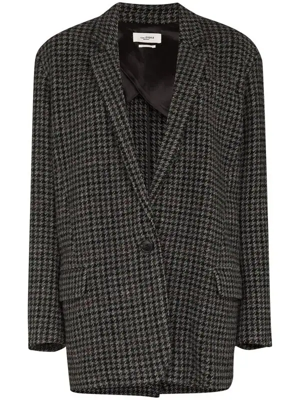 Isabel Marant Kaito Houndstooth Jacket In Grey 60% Off