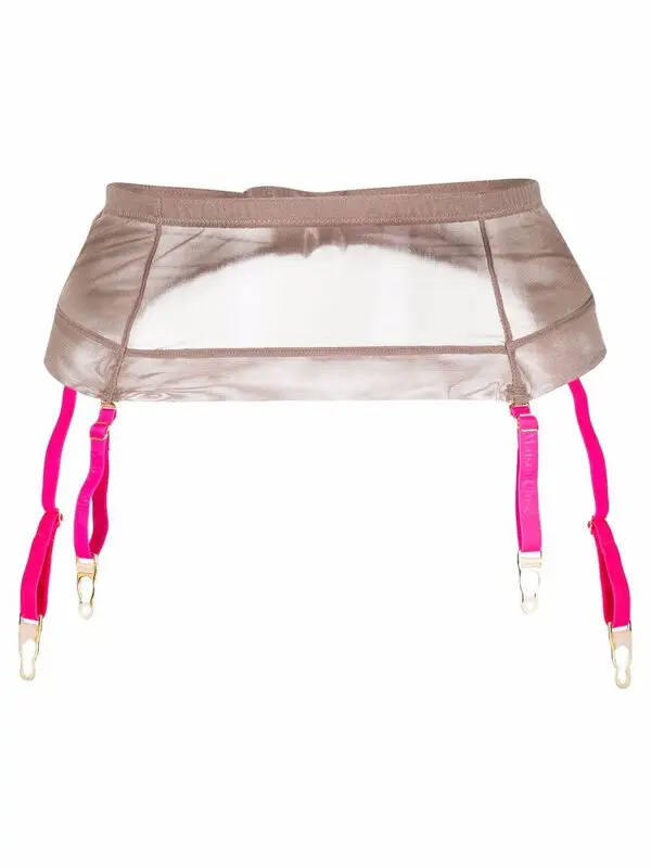 MAISON CLOSE Mesh Garter Belt - Neutrals
