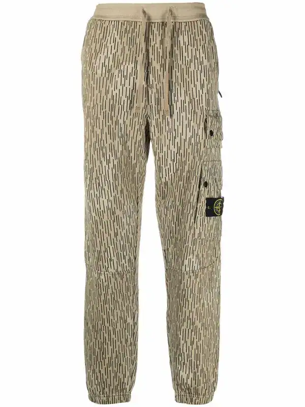 Stone Island Rain Camo Cargo Trousers In Green - 60% Off