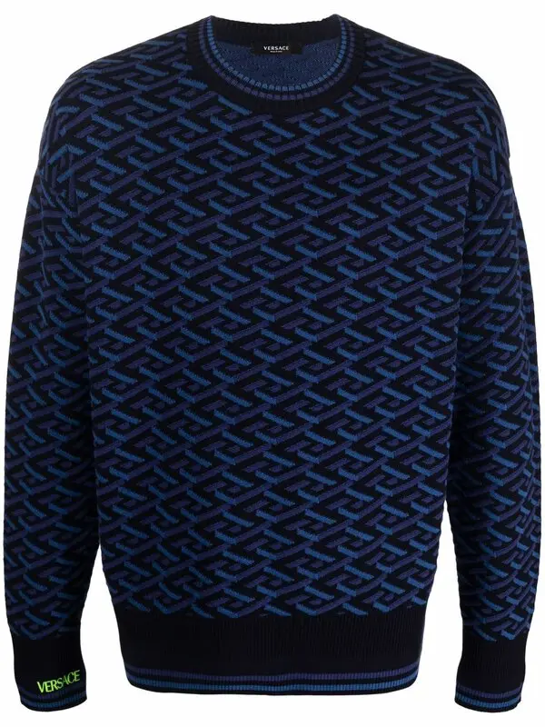 Versace La Greca Geometric Pattern Jumper