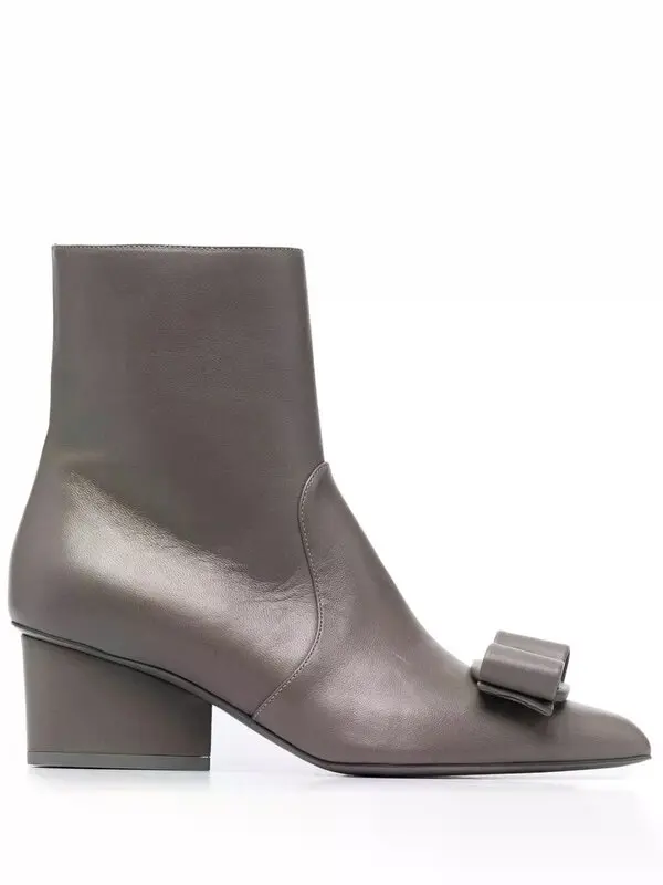FERRAGAMO 50mm Viva Bow-detail Ankle Boots - Grey