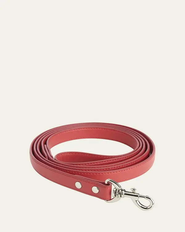 ROYCE NEW YORK Personalized Leather 6-foot Dog Leash - Red