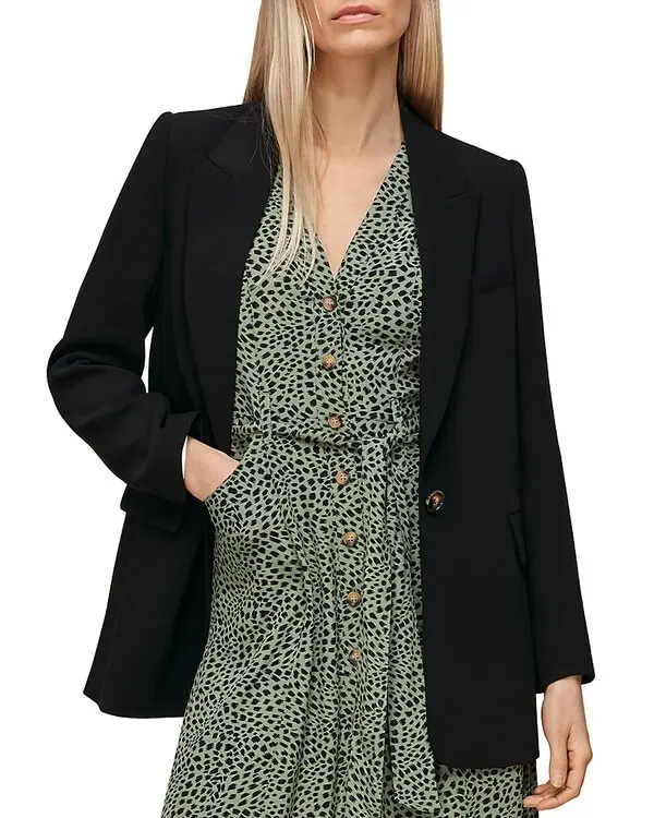 Whistles Crepe Boyfriend Blazer - Black