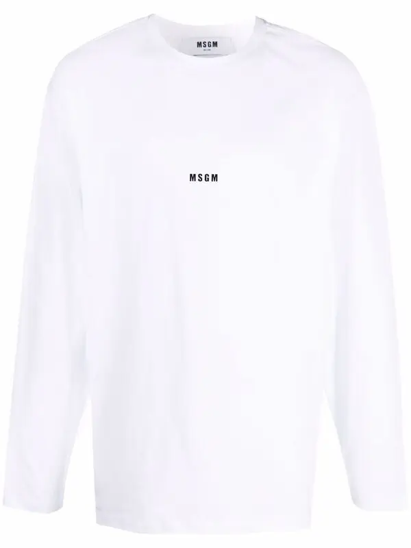MSGM Logo-print Longsleeved T-shirt - White