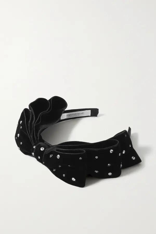 Jennifer Behr Cosette Crystal-Embellished Velvet Headband In  display picture 1