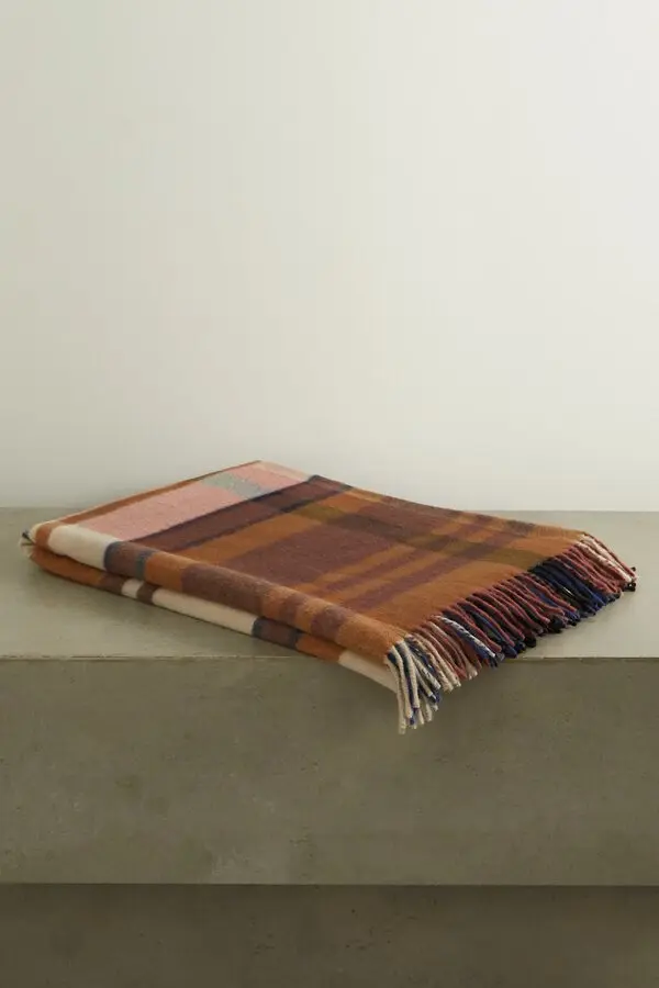 Loro Piana Royal College Fringed Checked Cashmere Blanket