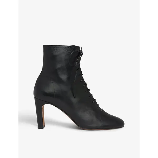 Whistles Dahlia Leather Laceup Boots Black Editorialist