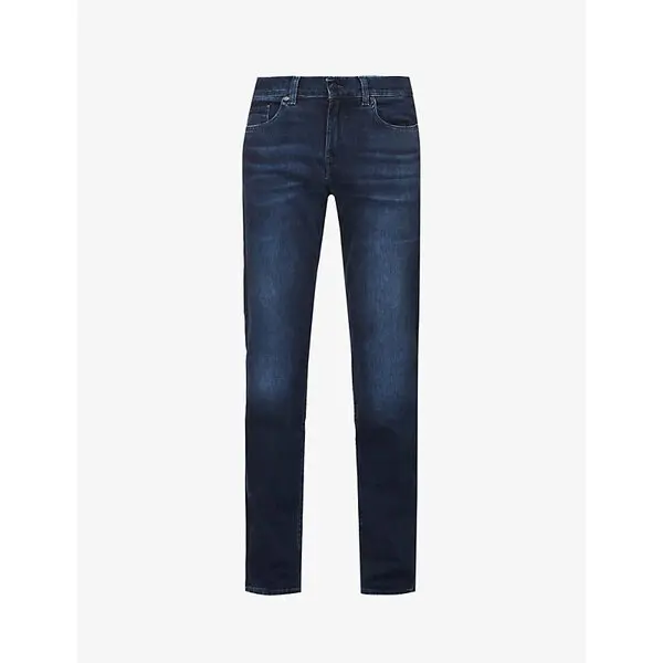7 For All Mankind Regular-fit Straight-leg Stretch-denim Jeans - Dark Blue