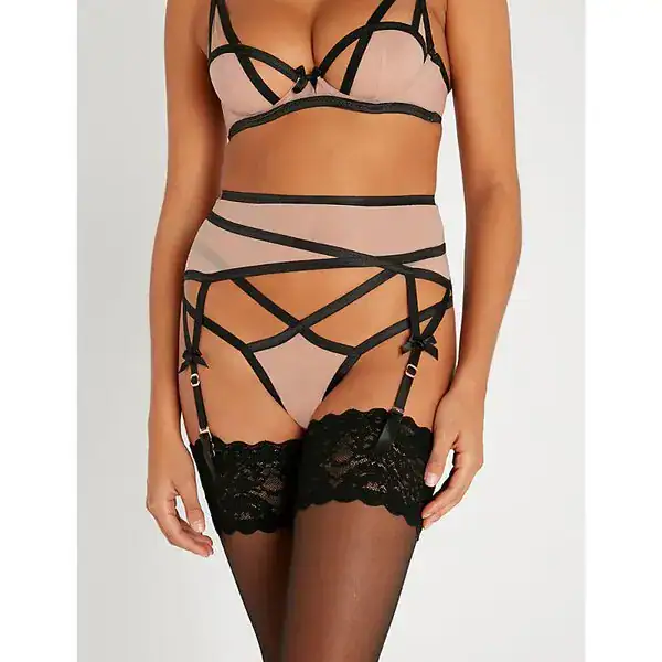 Agent Provocateur Joan Suspender Belt In Nude Black - 32% Off